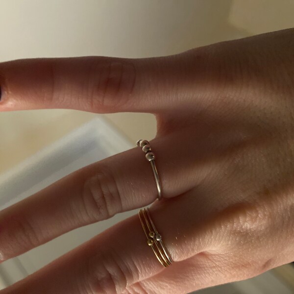 Gold Orbit Ring, Spinner Rings, Stacking Rings, Modern Sterling Spinner ...