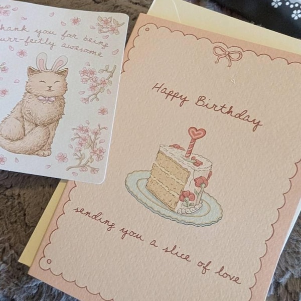 Happy Birthday Card | Greeting Card, Cute Birthday Card, Coquette Cake ...