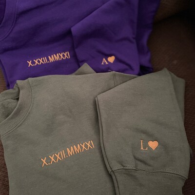 Custom Embroidered Sweatshirt With Embroidered Name and Date. - Etsy