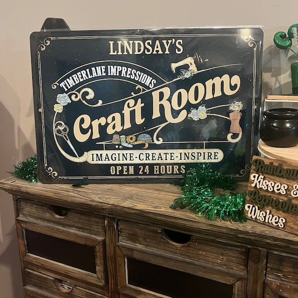 Custom Metal Craft Room Sign Personalized Made With Love Imagine Create ...