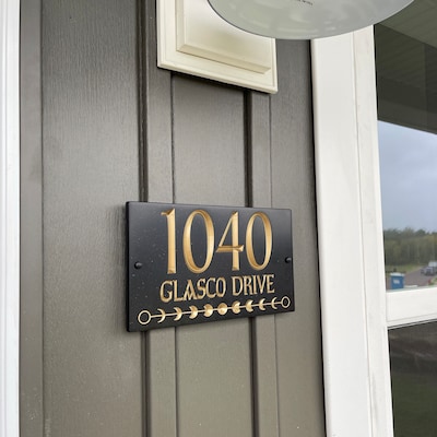 Vertical Stickley Address Sign Engraved House Number. Choice of 3 Sizes ...