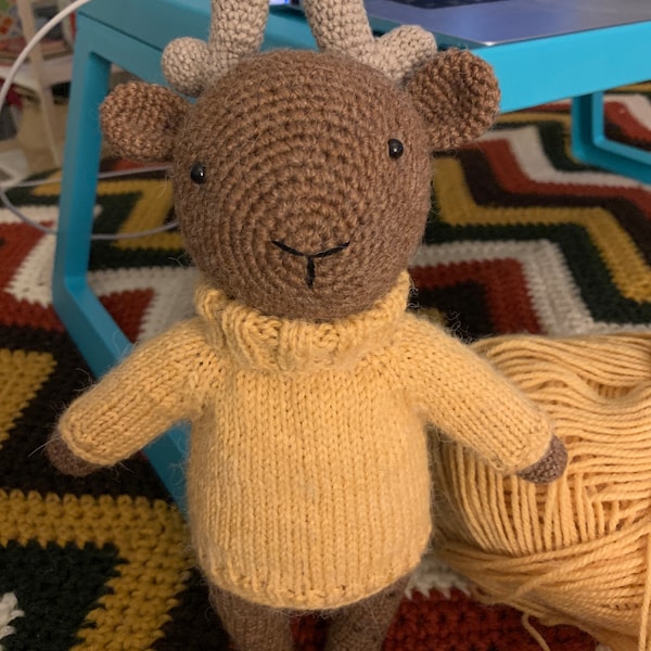 Pdf Pattern for Crocheting a Deer in a Knitted Sweater in English ...