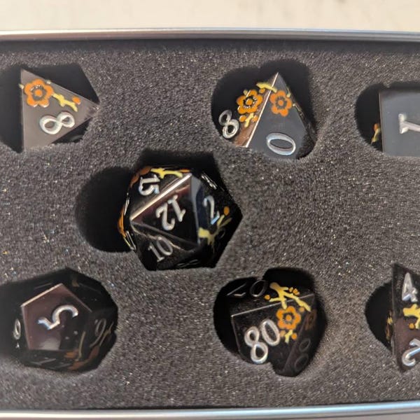 Sage’s Petrified Flowers Black Orange/yellow Flowers Metal Polyhedral ...