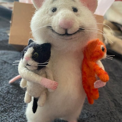 Sculpture Little Mouse Collectible Mouse Bunny Figurine White Mouse ...