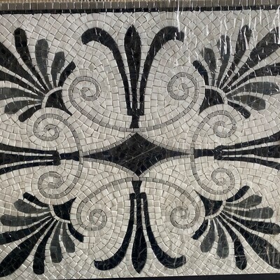 White and Gray 24x24 Captain Medallion Mural backsplash - Etsy