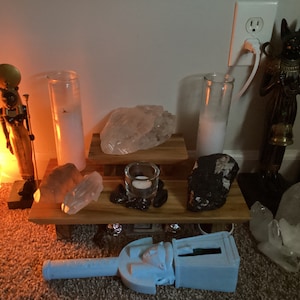 Altar Table, 2 Set, 2 Tier Altar Table, Crystal Shelf, Small Space ...