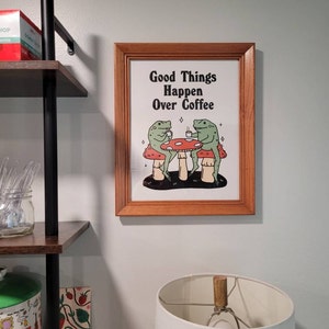 Retro Frog Coffee Print, Vintage Positivity Quote Illustration ...
