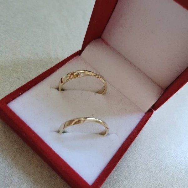 Mobius Ring, Gold Mobius Ring Set, His and Her, Solid Gold Mobius ...