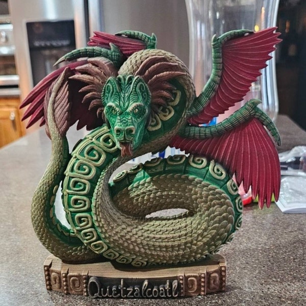 Quetzalcoatl Statue: Mayan Aztec Wood Dragon Totem - Etsy