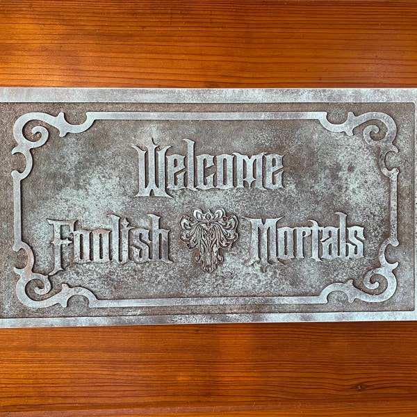 Disney the Haunted Mansion 'welcome Foolish Mortals' Carved Sign Bronze ...