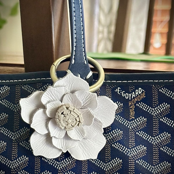 White Flower Purse Charm, Single Magnolia Flower Purse Charm, Genuine ...