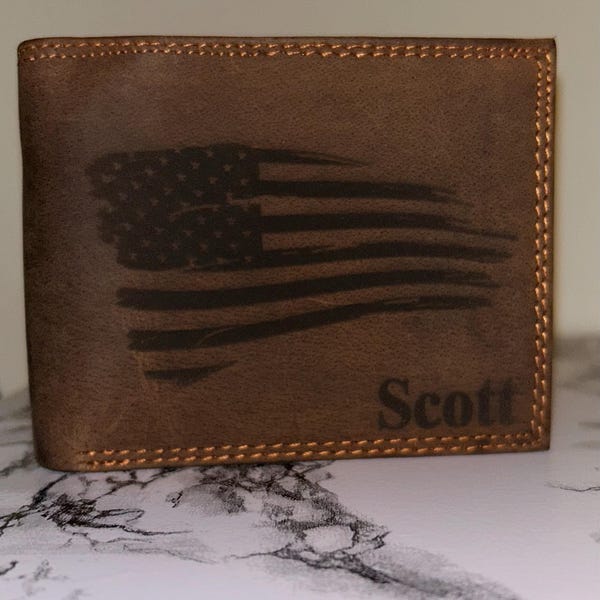 Mens Brown Leather Dog Hunting Wallet. RFID Blocking Genuine Leather ...