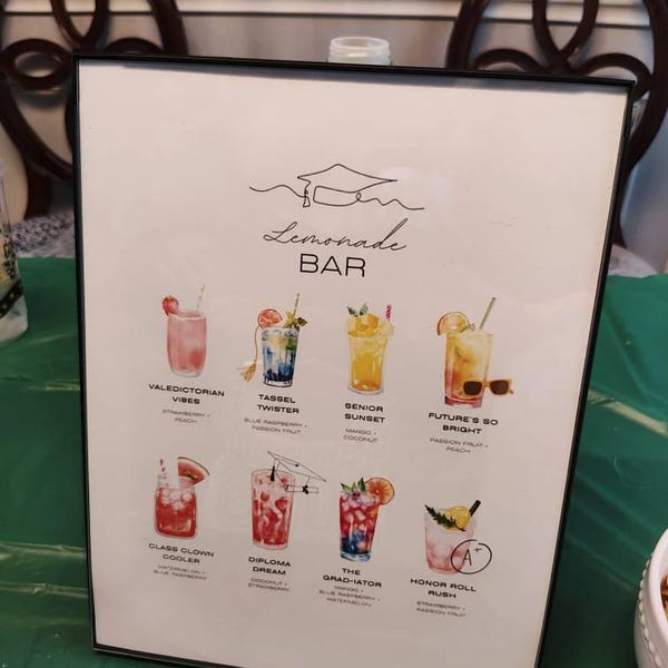 Graduation Party Lemonade Bar Menu - Etsy