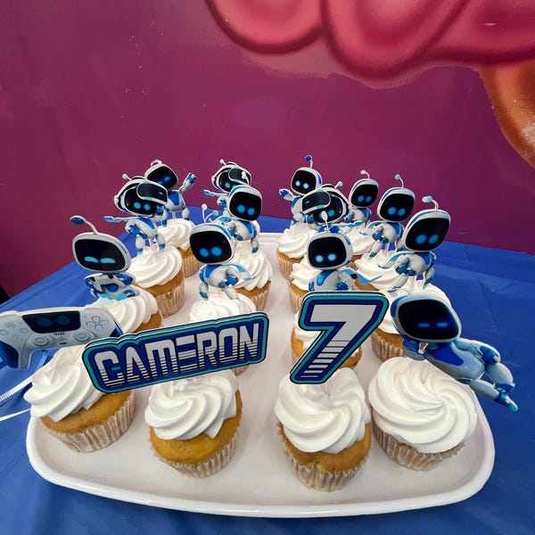 Astro Inspired 3D Birthday Cupcake Toppers, Party Decorations, Unique ...