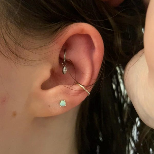 18G/16G Titanium Dangle Huggie Hoop, Cartilage/conch/helix Hoop Earring ...
