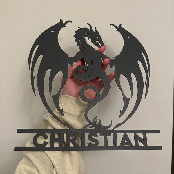 Dragon Monogram Sign,custom Dragon Metal Art,dragon Name House Sign ...