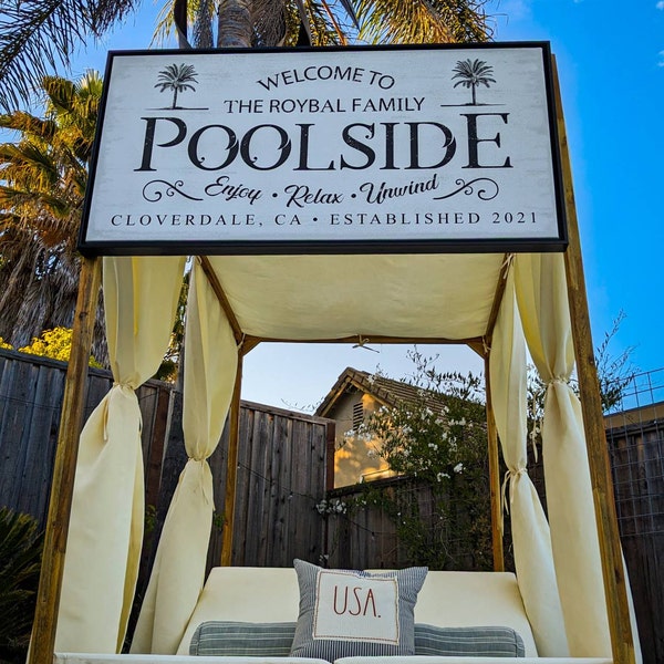 Custom Poolside Sign Family Name Sign Outdoor Wall Decor Backyard Pool ...