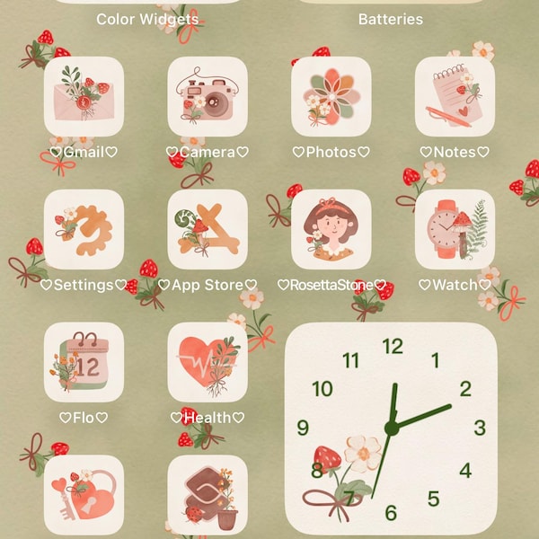 Summer Aesthetic iPhone Watercolor App Icons With Bees and Flowers, Ios ...