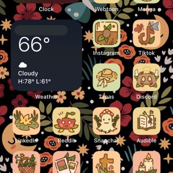ORIGINAL Cottagecore / Fall Aesthetic App Icons | Hand Drawn | Ios and ...