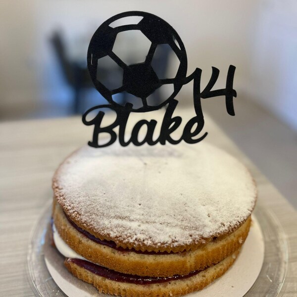 Custom Football Cake Topper Black Custom Name Age Football Birthday ...