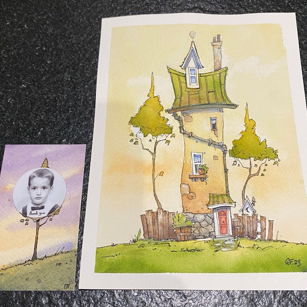 Original Watercolour Painting - Gary Frederick Whimsical Urban Scene. 8 ...