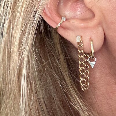 14k Diamond Bangle, Safety Lock Bangles, Gold Diamond Bangle, Layering ...