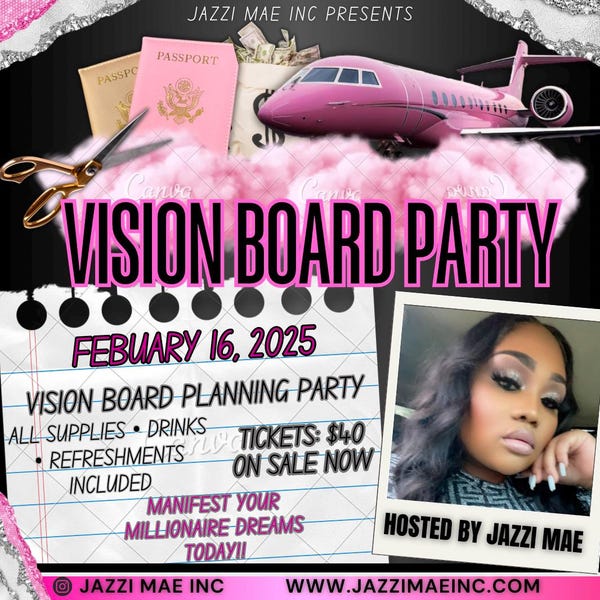 Vision Board Party Flyer, Vision Board Flyer, Manifesting Event Flyer ...