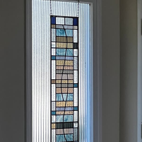 Stained Glass Blue Turquoise Mint Green Ocean Modern Abstract - Etsy