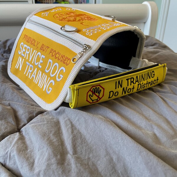 Embroidered Dog Leash Wrap: working Dog Text and a don't Pet Hand Sign ...