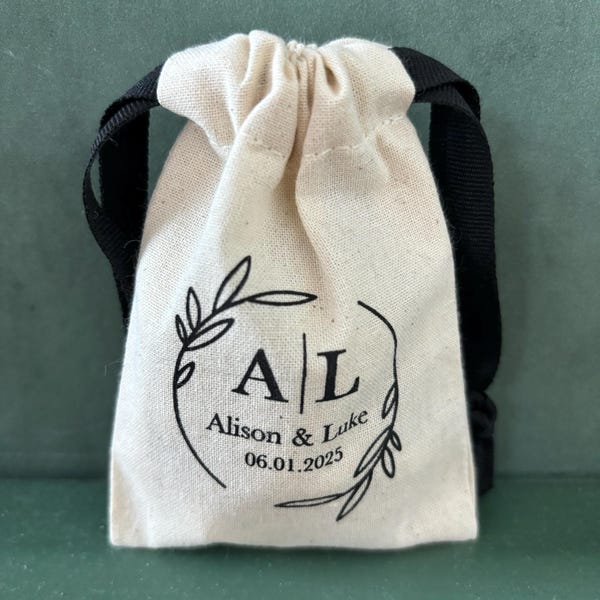 Natural Organic Cotton Drawstring Bag With Grosgrain Satin Ribbon ...