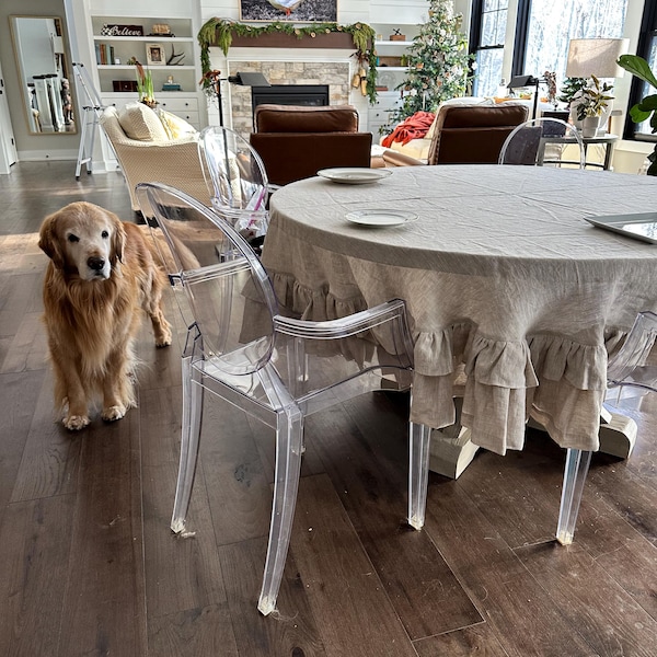 Extra Large Round Ruffled Dusty Rose Tablecloth / Custom Soft Pink ...