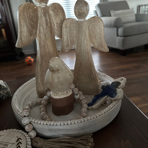 White Ceramic Hanging Wind Chime Bells by Poor House Pottery***double ...