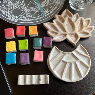 Window Ceramic Palette for Watercolor Mixing Handmade Ceramic Palette ...