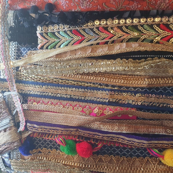 Broad Golden Trim, Ribbon Embroidery, Golden Soft Metallic Ribbon, Gold ...