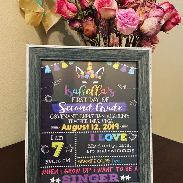 Unicorn First Day of School Sign, Girl First Day of School Sign, First ...