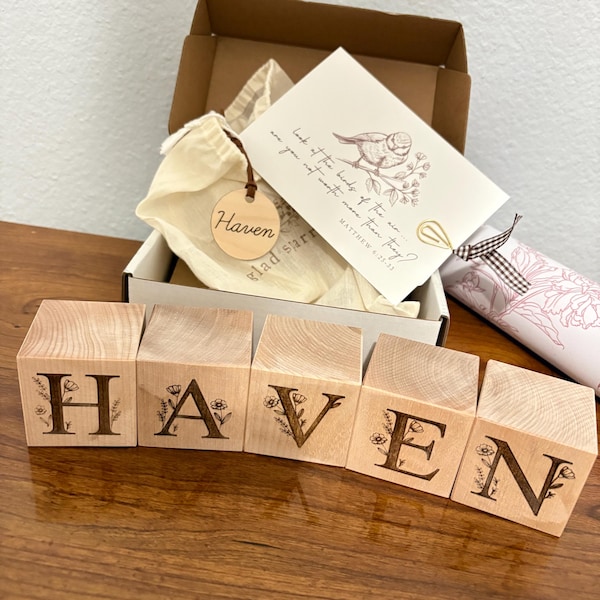 FLOWER GARDEN NAME Floral Name Blocks | Personalized | Kids Room ...