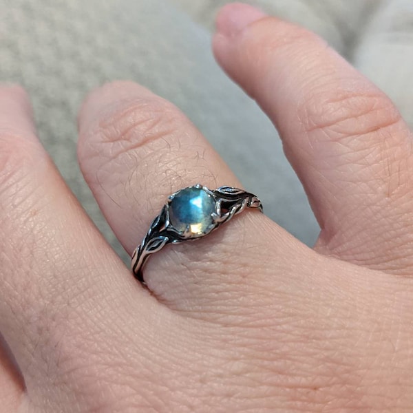 Labradorite Ring “tika” Sterling Silver Twig Engagement Ring, Leaf ...