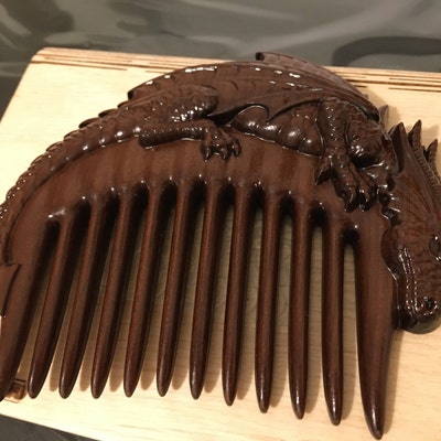 Dragon Wooden Comb, Dragon Design Comb, Wood Beard Comb, Wooden Hair ...