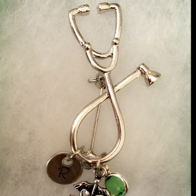 RN Personalized Nurse Pin Nursing Stethoscope Pin LPN BSN Pinning ...