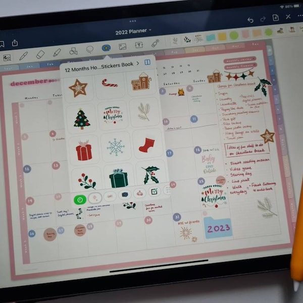 Yearly Holiday Goodnote Stickers Seasonal Digital Planner Stickers ...