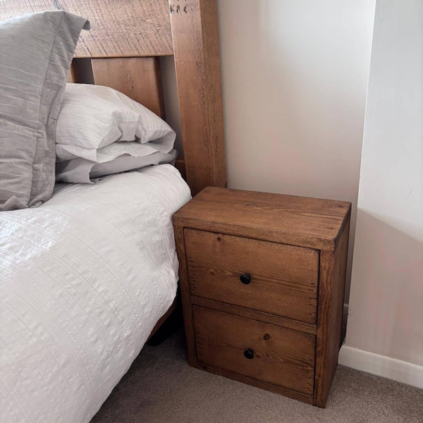 Rustic Solid Wood Bedside Table, Nightstand, Lamp Table, Handmade to ...