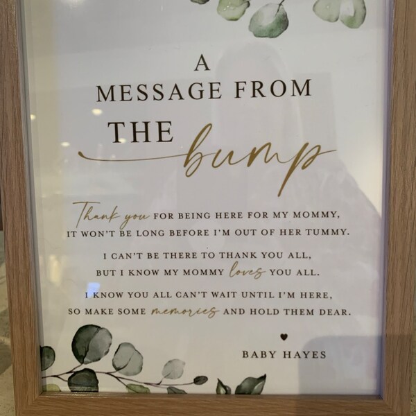 A Message From the Bump PRINTABLE Personalized . Baby Shower Bump Sign ...