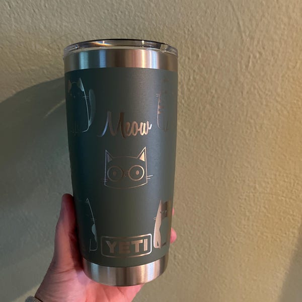 Cute Cats Engraved Full Wrap 20oz Tumbler, 20oz Custom Cats Engraved ...