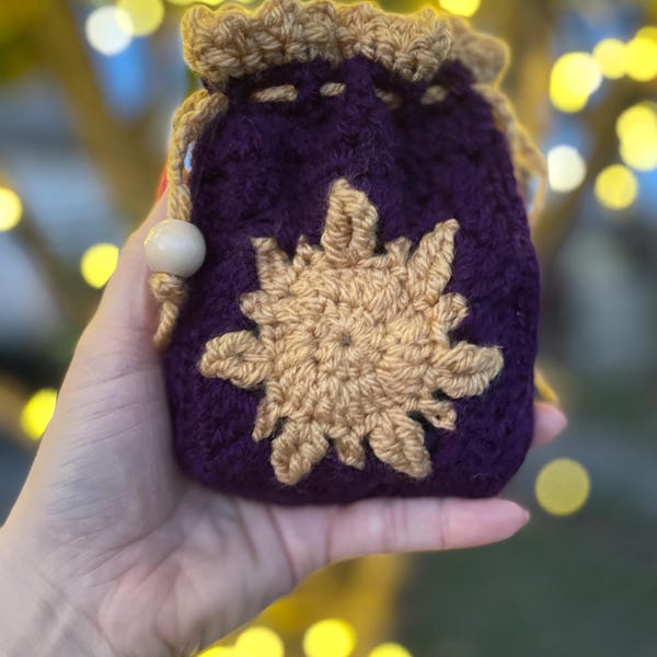 Sun and Moon Drawstring Pouch Crochet PDF PATTERN - Intermediate ...