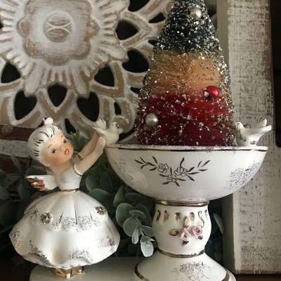 Vintage Adorable Angel Set-set of 4 Angels-white Gowns-gold Trim-mid ...