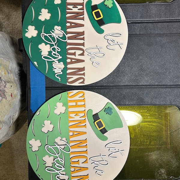 Let the Shenanigans Begin Sign, Round Door Hanger Svg, Glowforge Laser ...