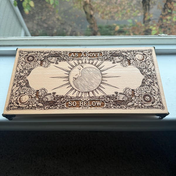 Ouija Board With Demons and Skulls Wooden Carving Luxury Edition, Wood ...