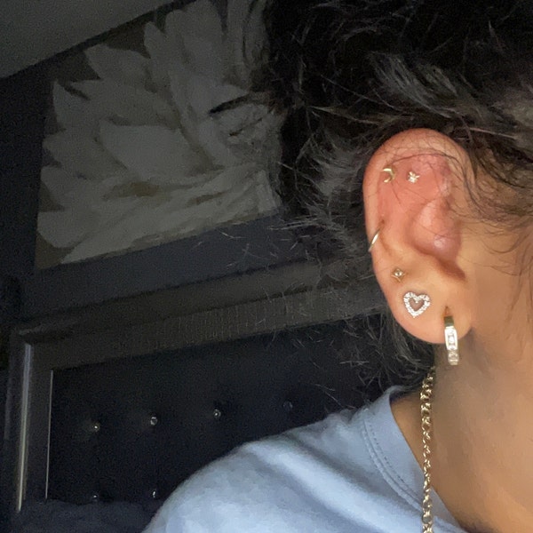 18g Dainty Starburst Piercing single, Screw Ball End Piercing, 925 ...