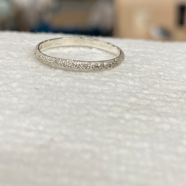 Hand Made.925 Sterling Silver Wedding Stackable Ring Stardust Finish ...