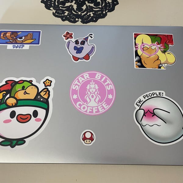 Bowser Sticker Set 9 Super Mario Bros Stickers Glossy Vinyl Decals King ...